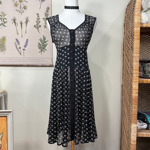 Nanette Lepore | Dresses | Sheer Floral Silk Button Up Babydoll Dress ...